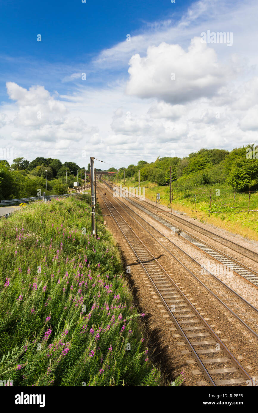 West Coast Main Line railway near Farington curve junction between ...