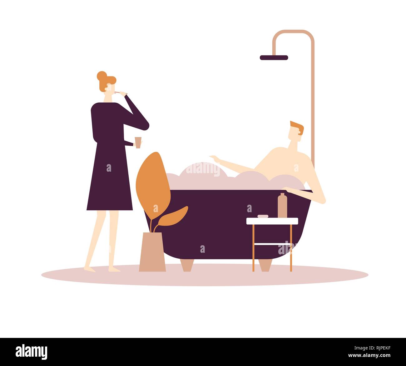 Daily routine - flat design style colorful illustration Stock Vector ...