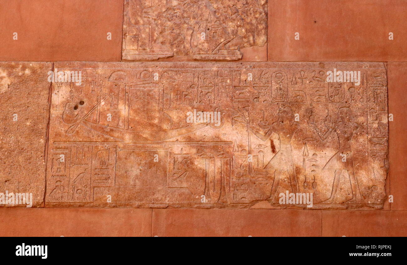 A photograph taken of the Red Chapel of Hatshepsut (the Chapelle Rouge ...