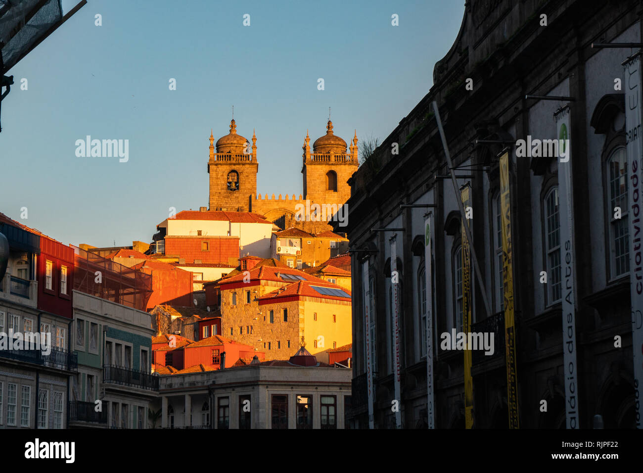 view of the city of porto at golden hour Stock Photo - Alamy