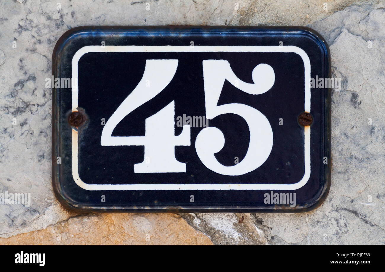 Number 45 sign hi-res stock photography and images - Alamy