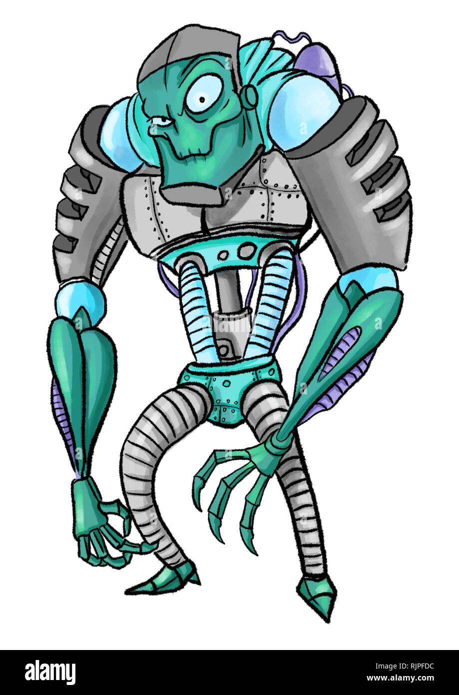 Robotic character cartoon mascot illustration Stock Photo - Alamy
