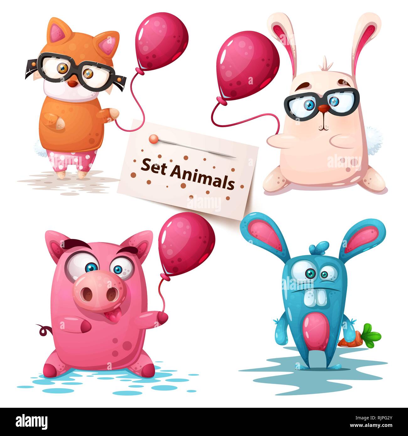 Fox, rabbit, pig - cute animals Stock Vector Image & Art - Alamy