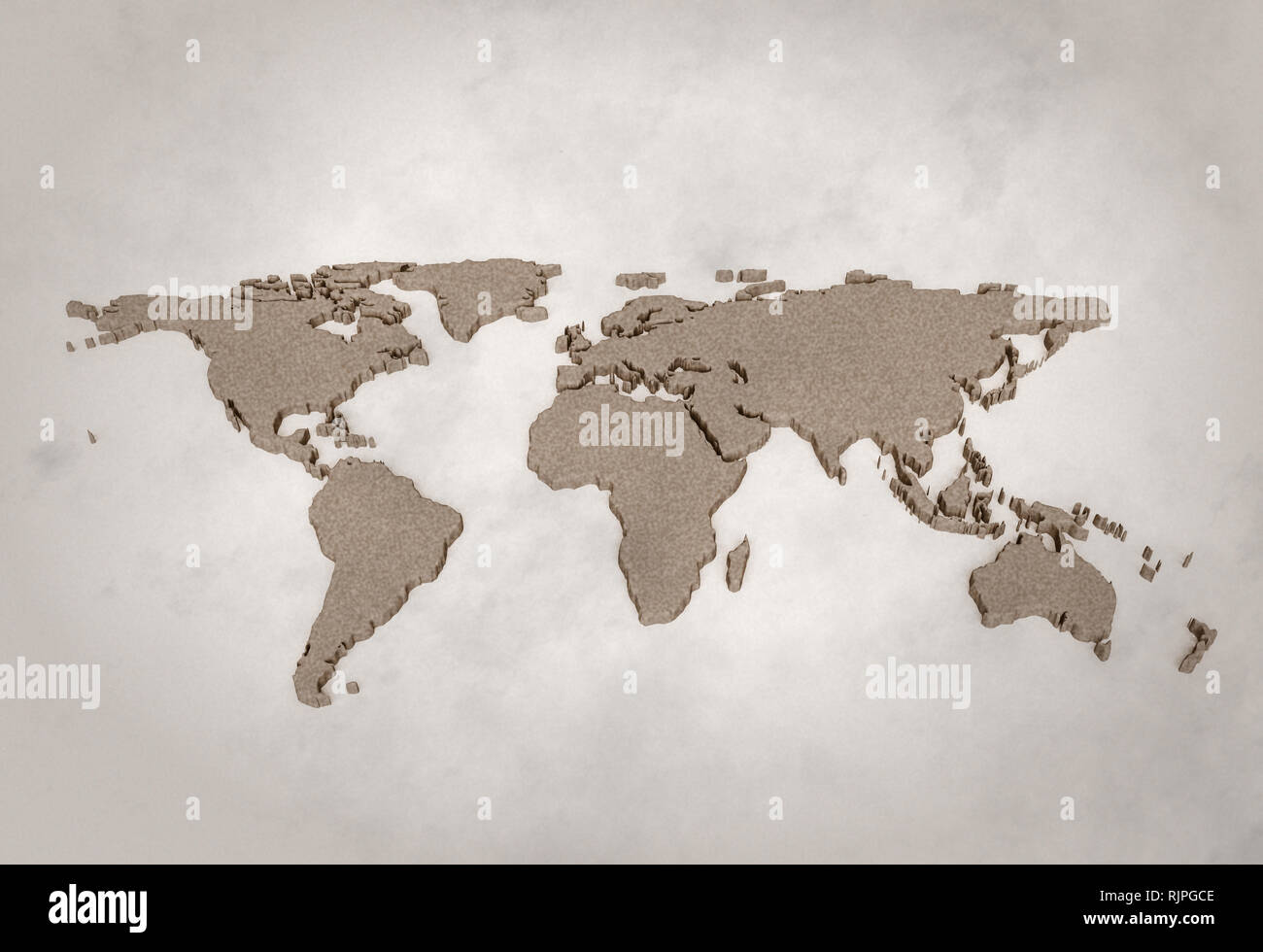 Vintage 3D world map Stock Photo - Alamy