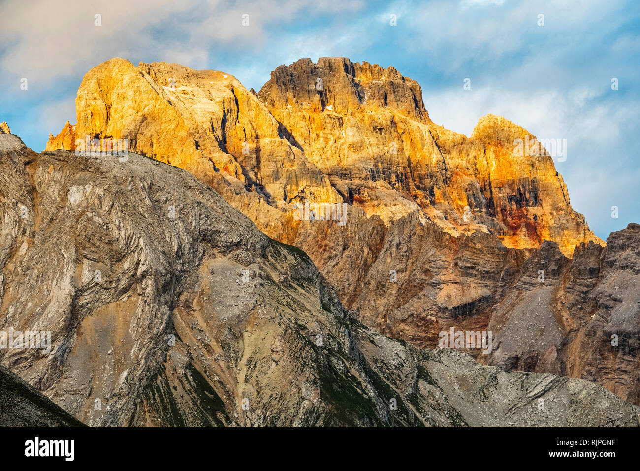 The Dolomites, northern Italy. The Rote Wand (Red Wall) or Croda Rossa ...