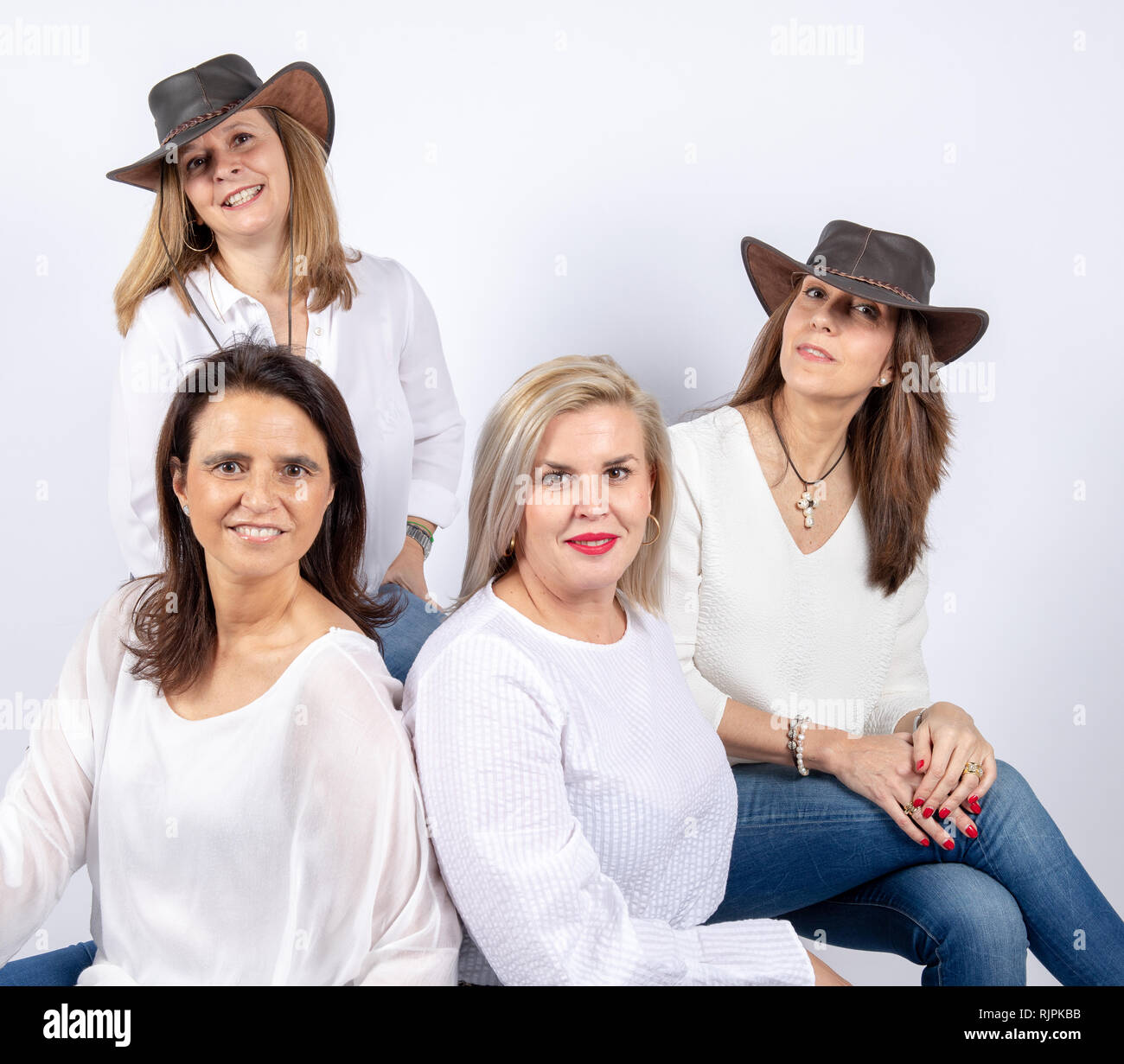 4 people group laugh hi-res stock photography and images - Alamy