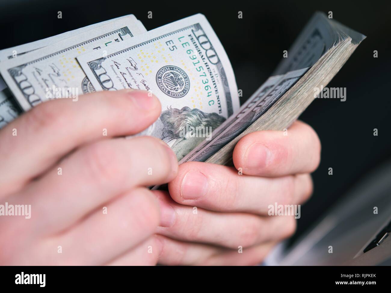 American Dollars Money Counting by Caucasian Men. Financial Theme Stock ...