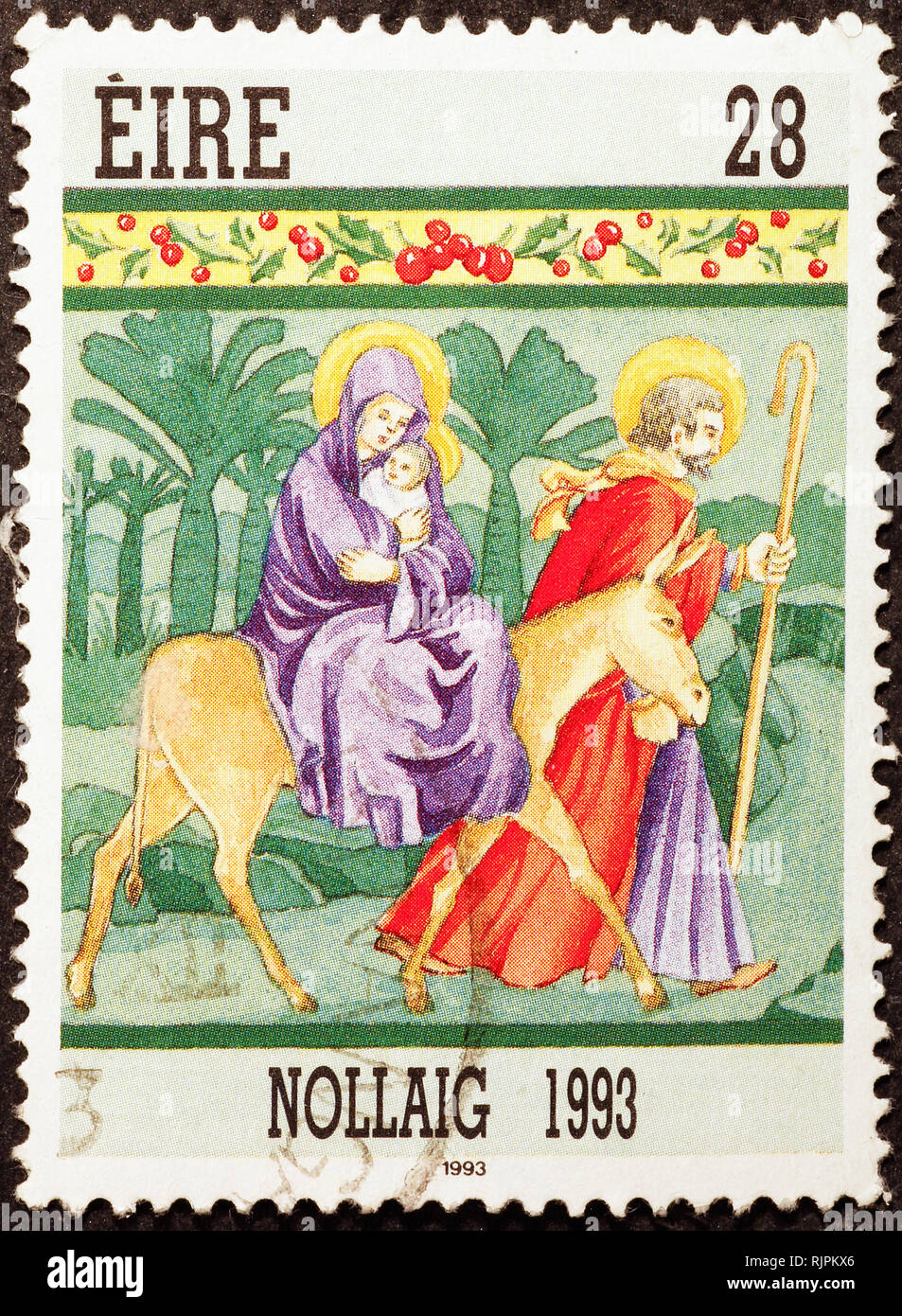The Holy Family on irish postage stamp Stock Photo - Alamy