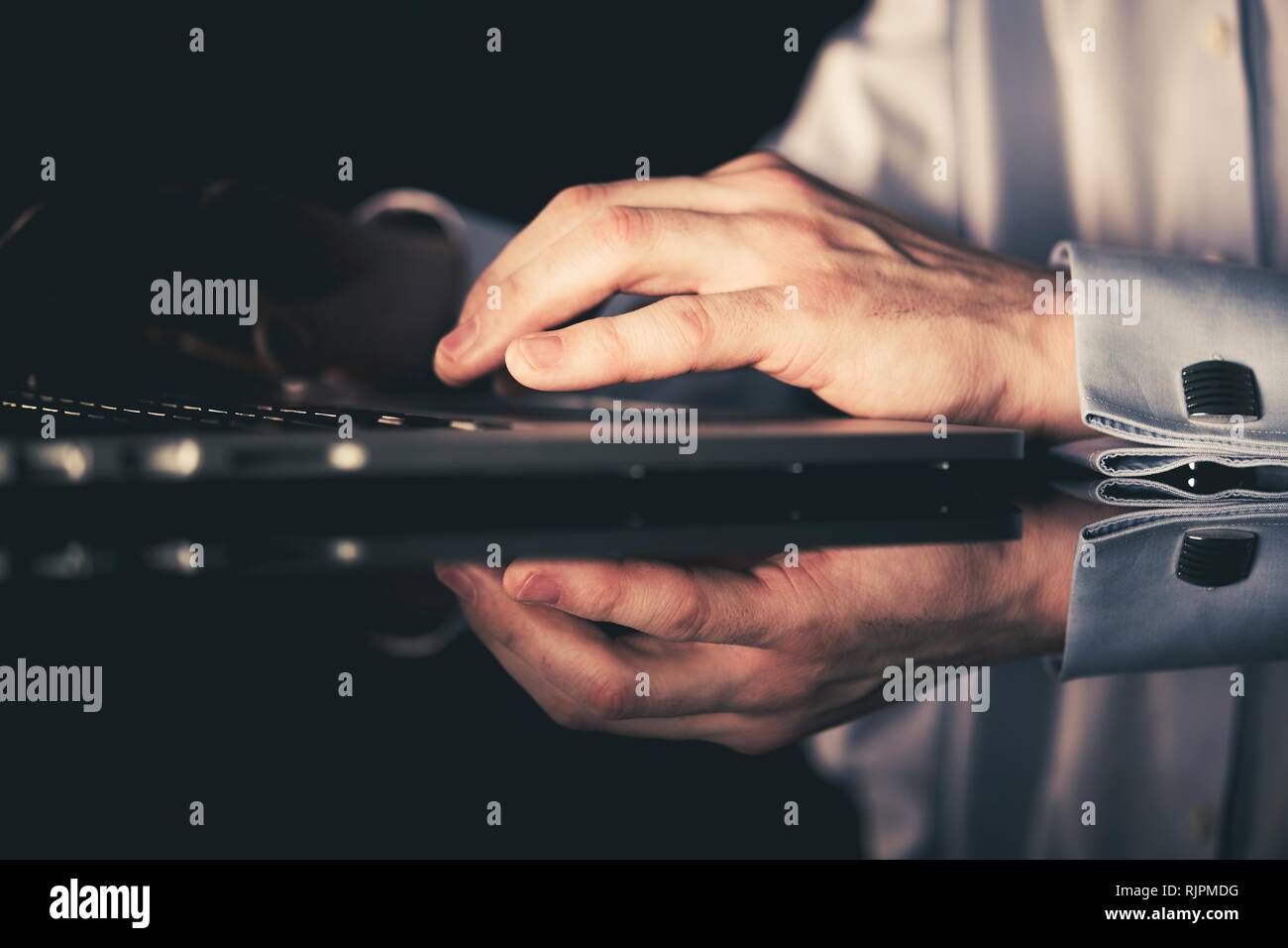 Office Computer Work. Caucasian Corporate Worker Doing His Job on the ...