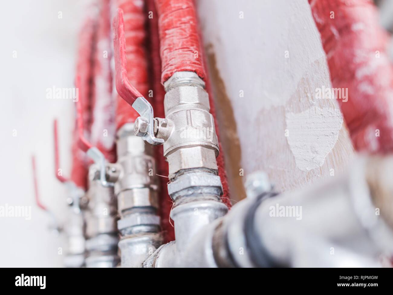 Residential Hydraulic Heating Pipelines Insulated by Red Foam Stock ...