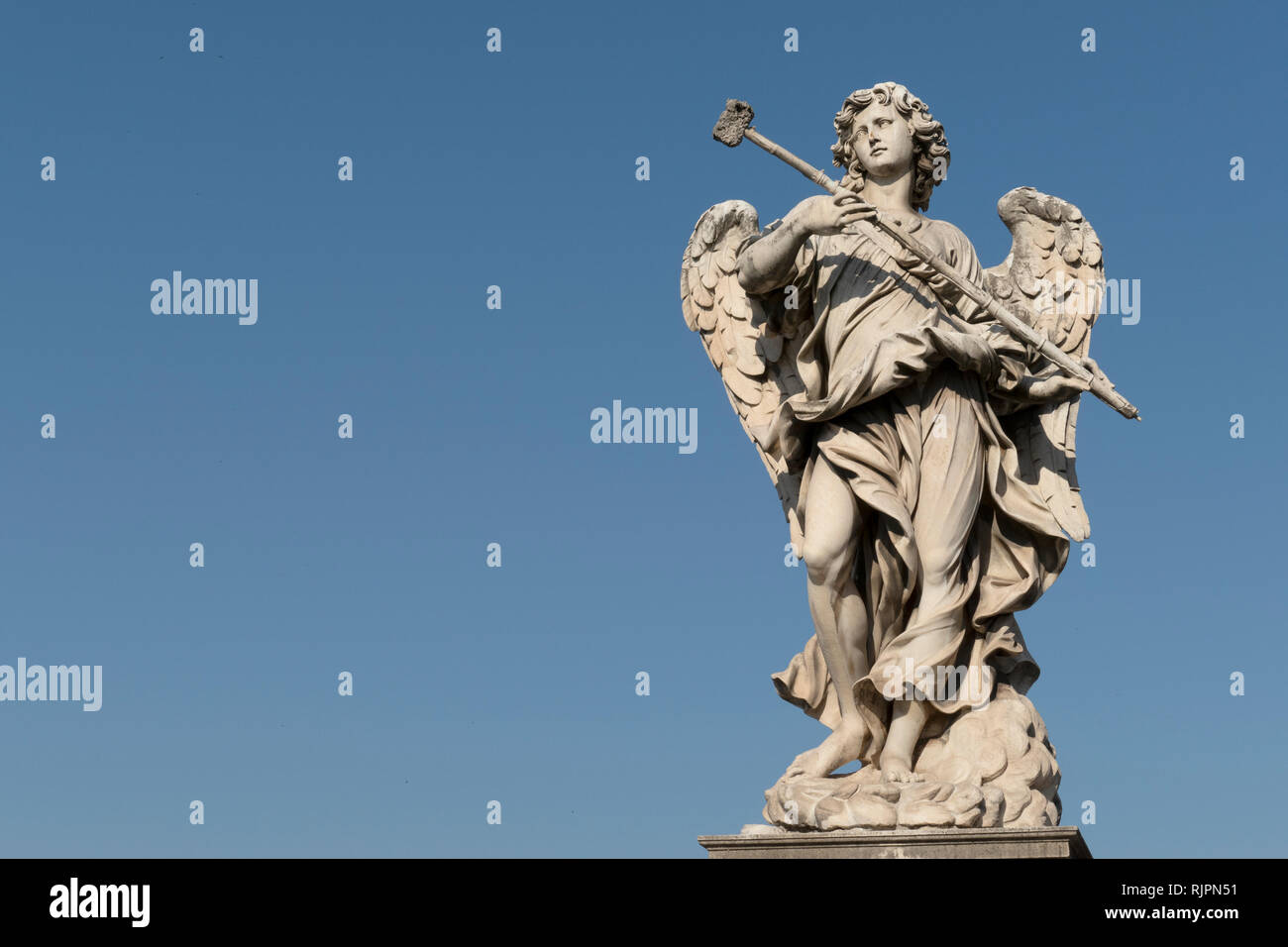 Angel with the sponge statue at the bridge Ponte Sant'Angelo, bridge of ...