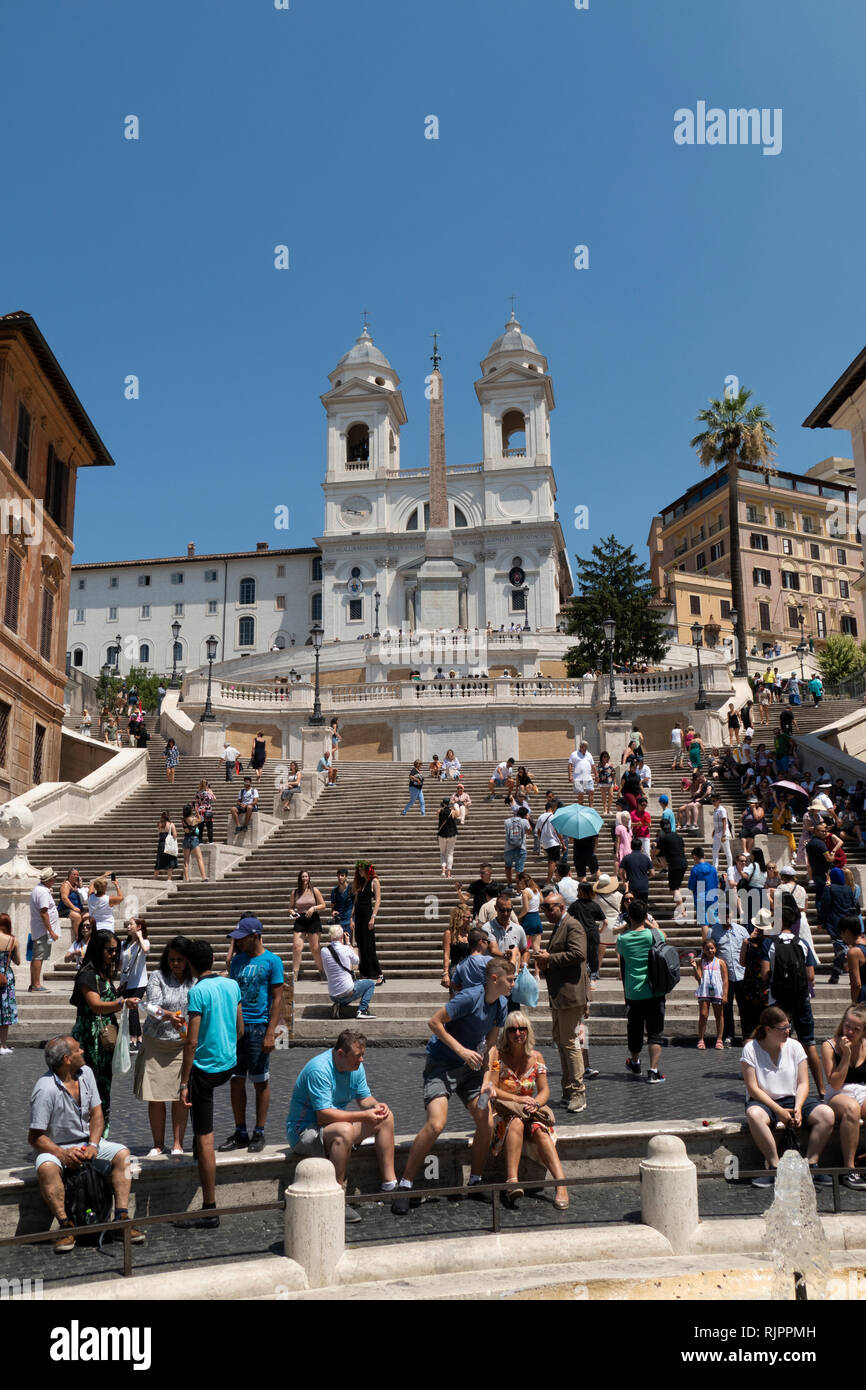 the spanish steps and the church of the Santissima Trinita dei Monti ...