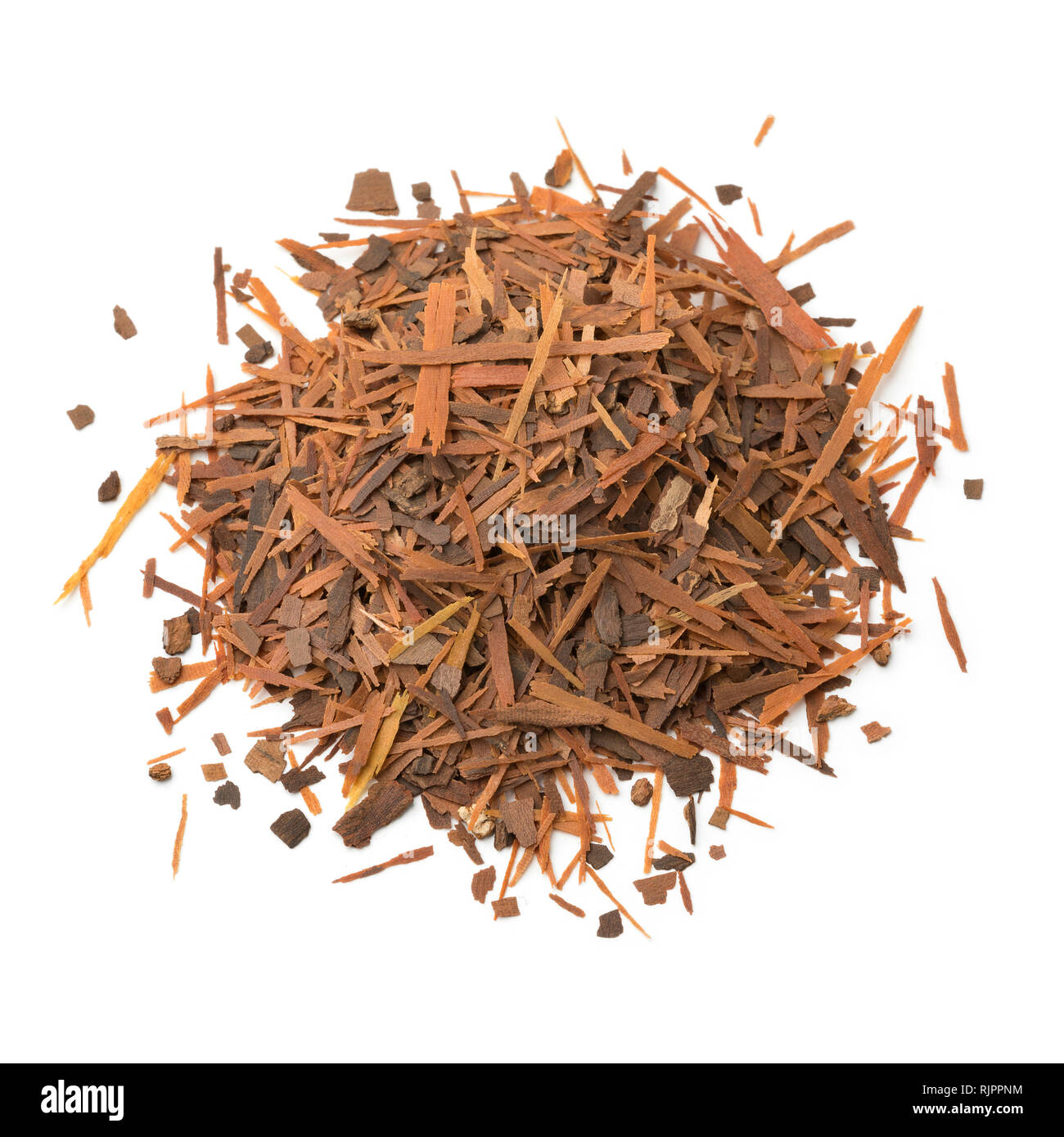 Heap of Lapacho tea or Taheeboo isolated on white background Stock ...