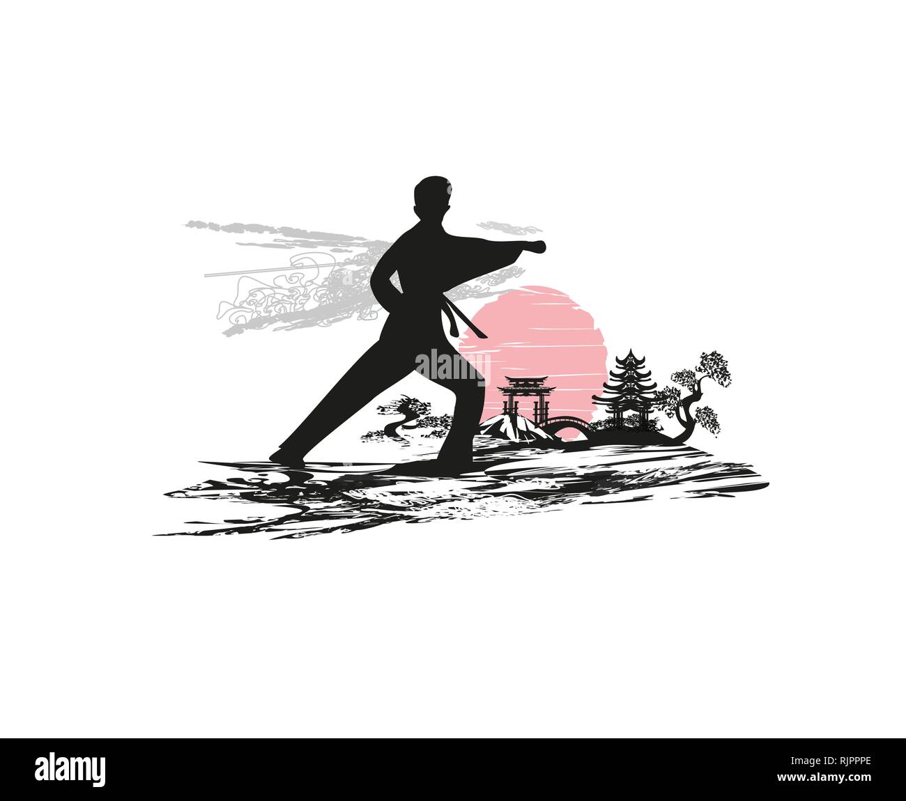 Creative abstract illustration of karate fighter Stock Vector Image ...