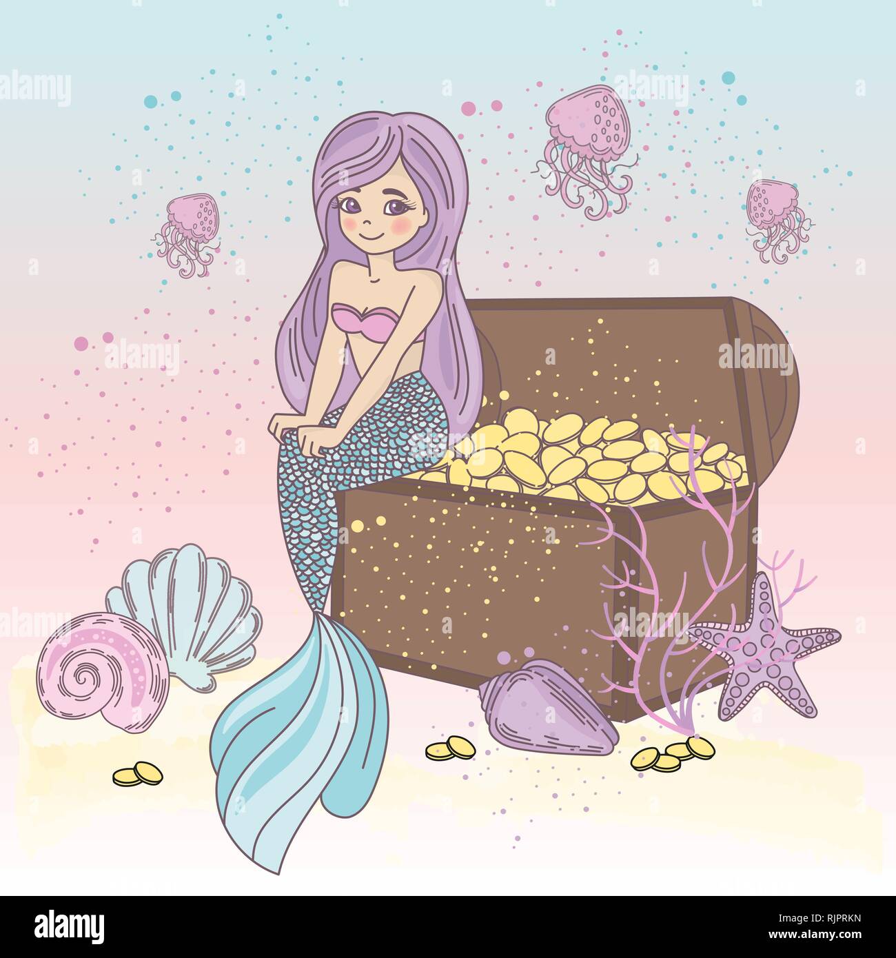 TREASURE CHEST Magic Cartoon Travel Tropical Vector Illustration Set ...