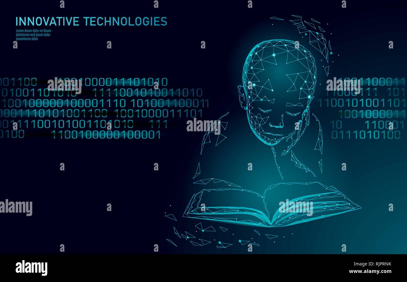 Machine learning 3D low poly technology business concept. Neural ...