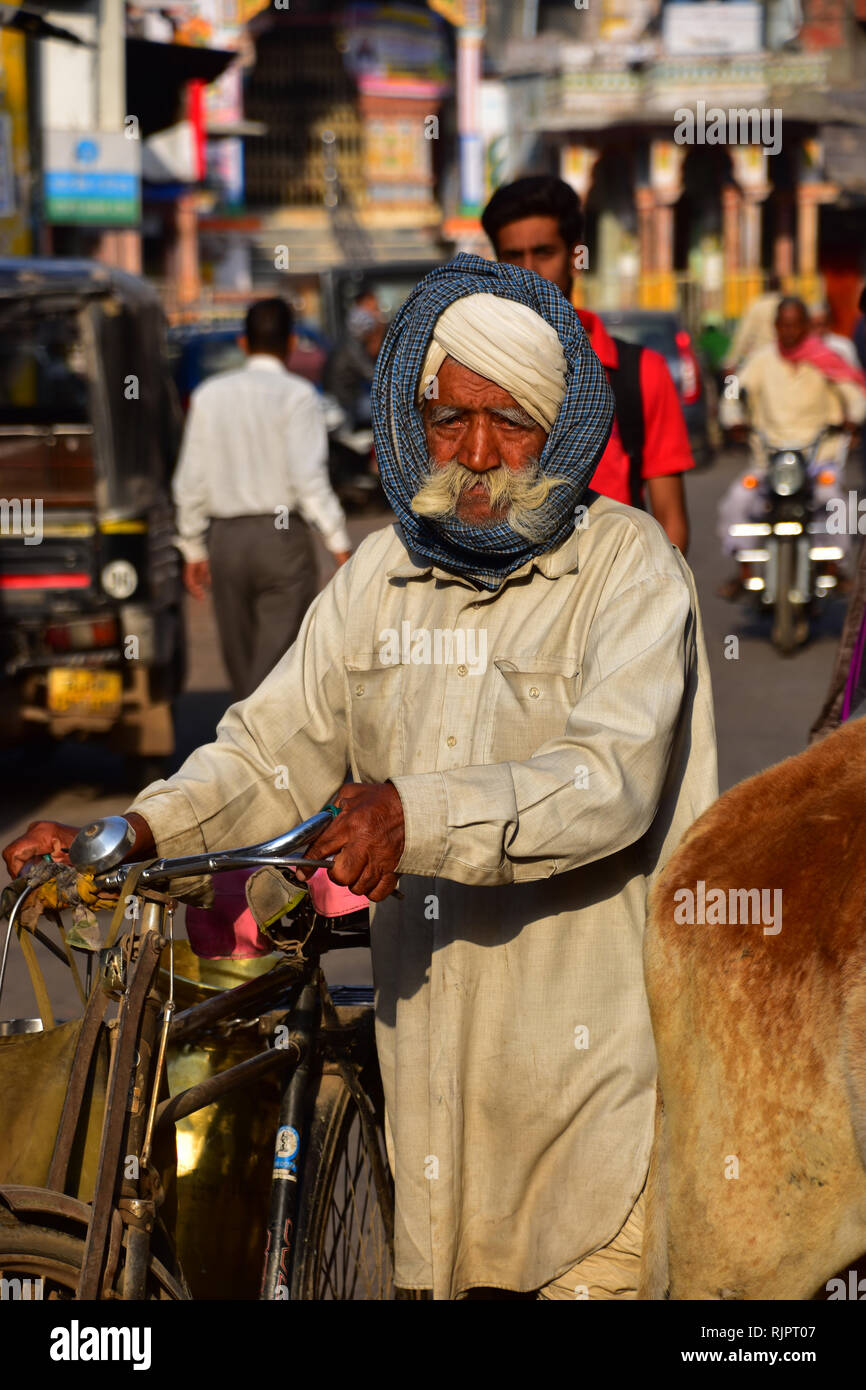 Indian Gentleman, Bicycle, Bundi, Rajasthan, India Stock Photo - Alamy