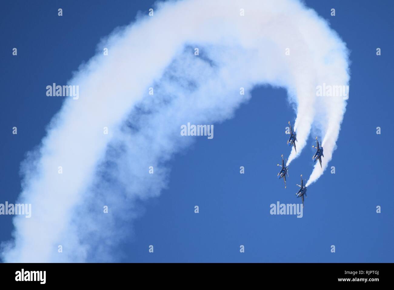 The US Navy demonstration team Blue Angels fly the F/A-18 Hornets in ...