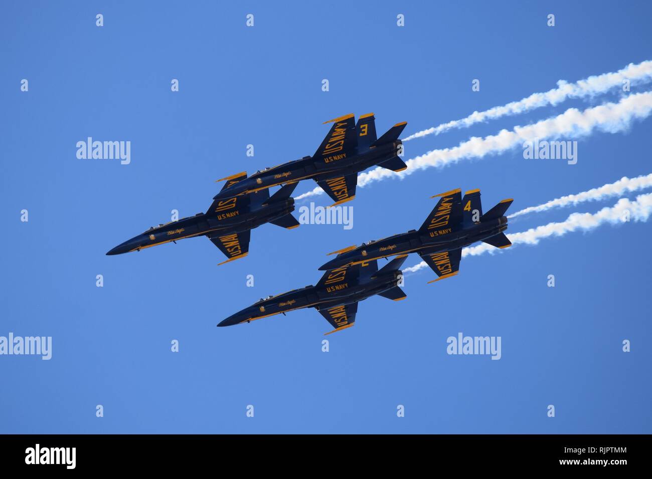 The US Navy demonstration team Blue Angels fly the F/A-18 Hornets in ...