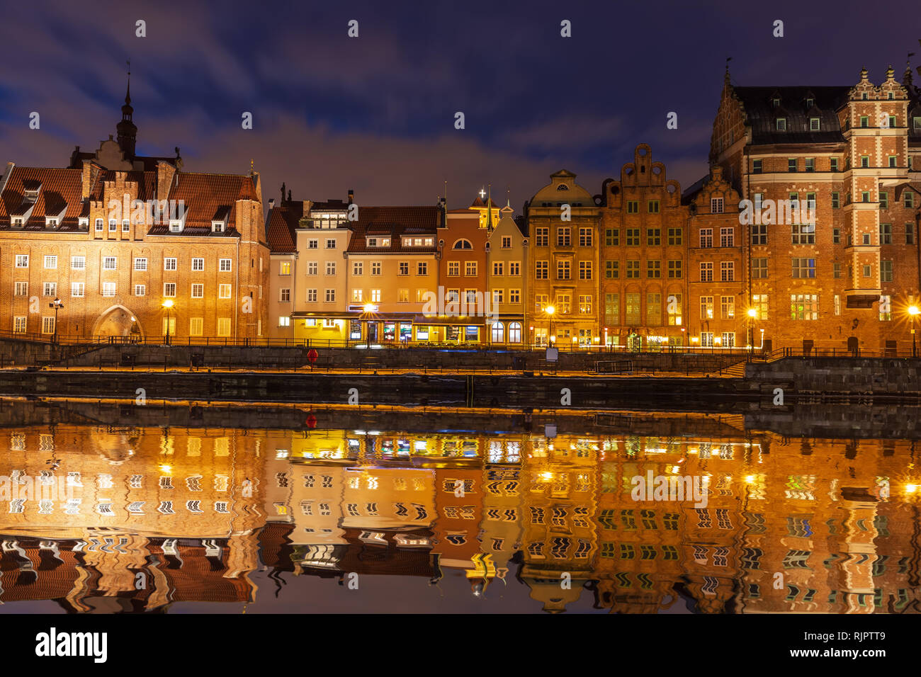 Beautiful Gdansk river view, medieval houses and gates of Poland Stock ...