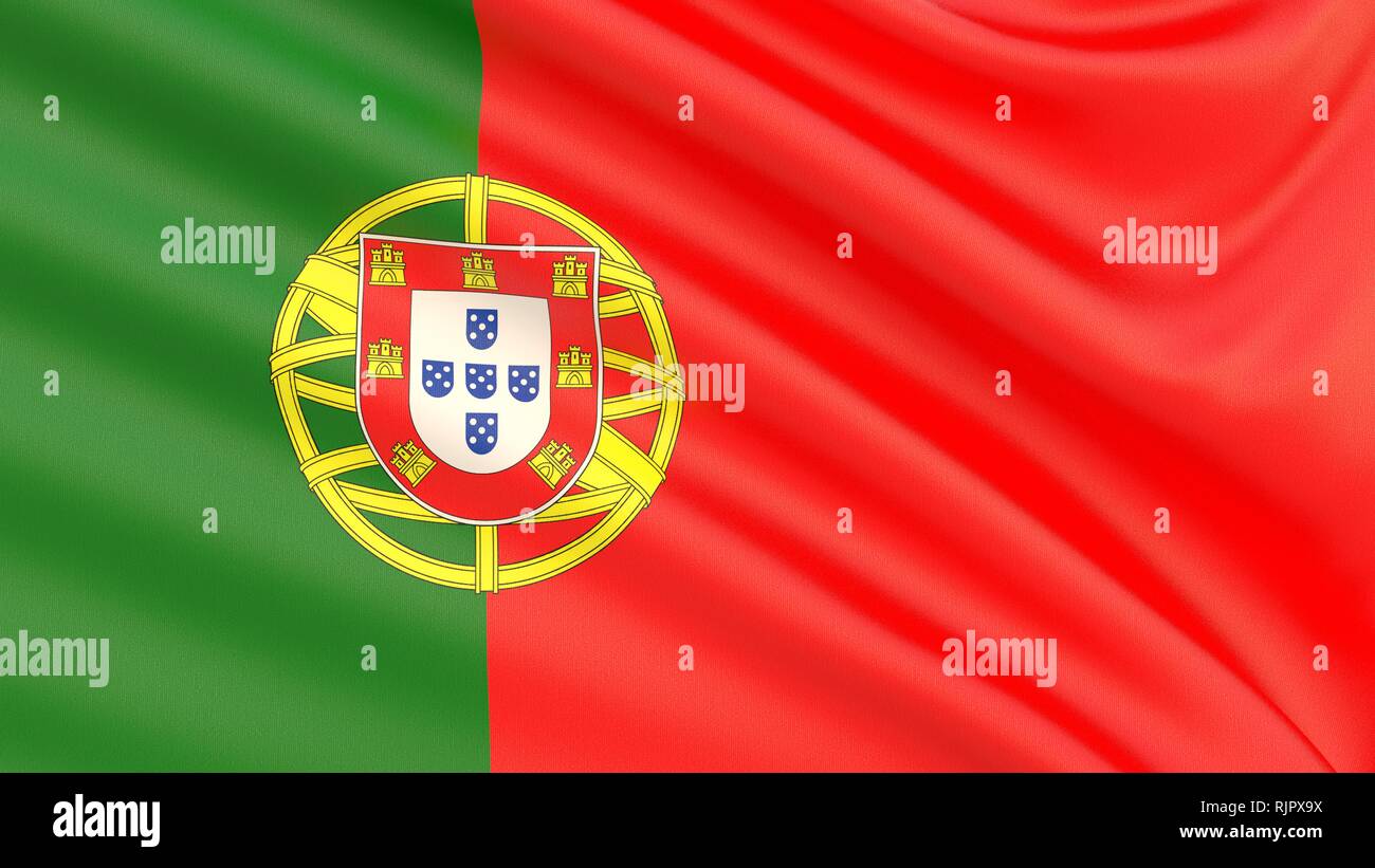 Flag of Portugal. Waved highly detailed fabric texture Stock Photo - Alamy