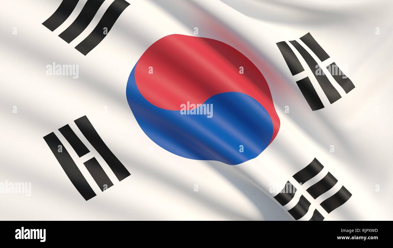 Flag of South Korea. Waved highly detailed fabric texture Stock Photo ...