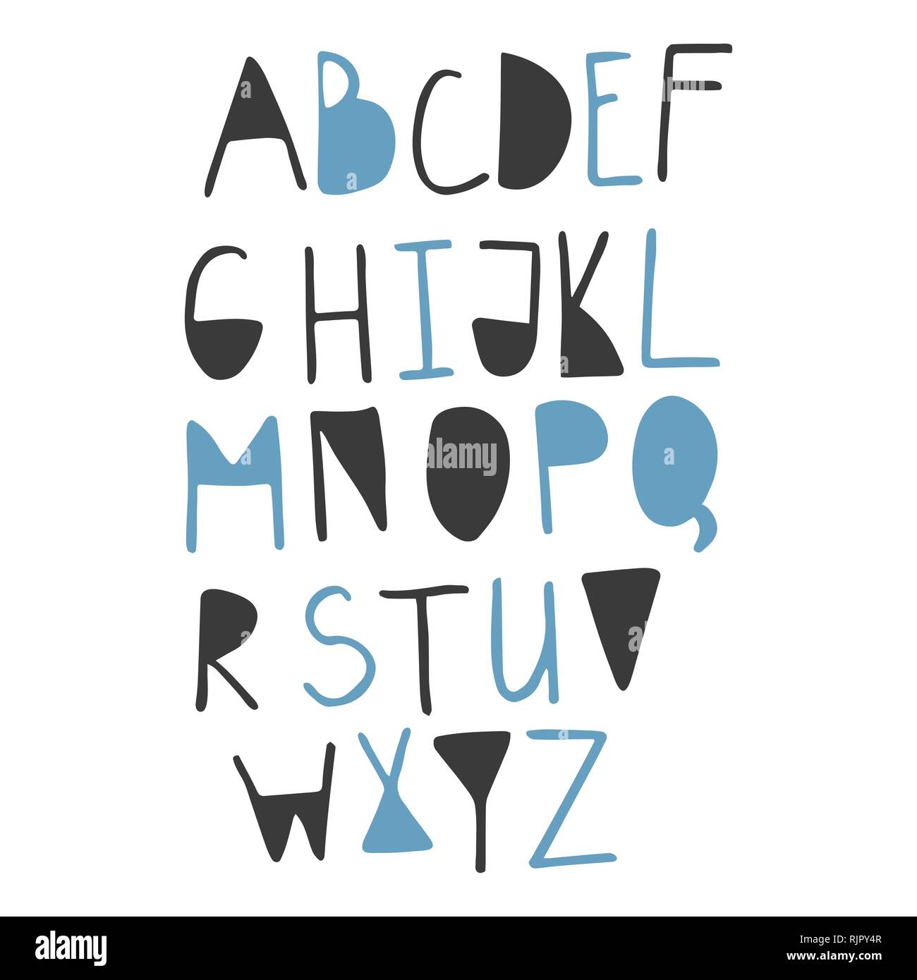 Funny childish made with ink alphabet Stock Vector Image & Art - Alamy