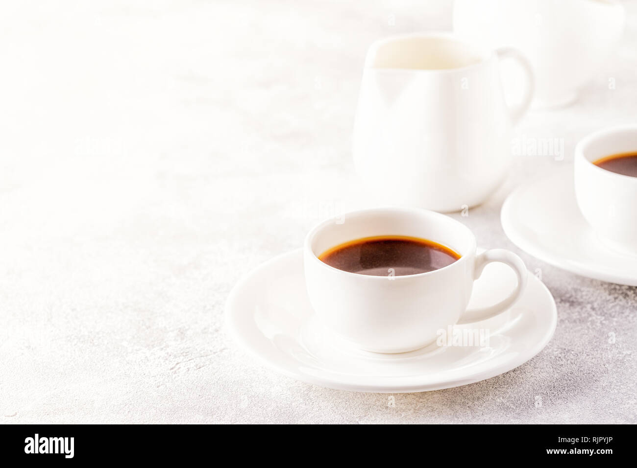 Concept of morning coffee, coffee break on a light background ...