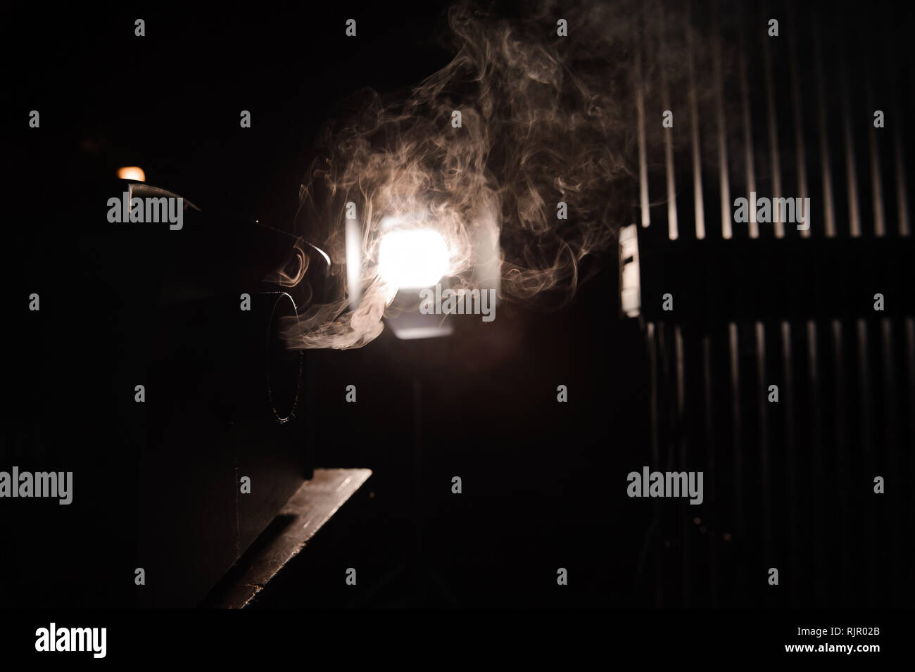 lights in smoke, studio lights shining through the smoke Stock Photo ...