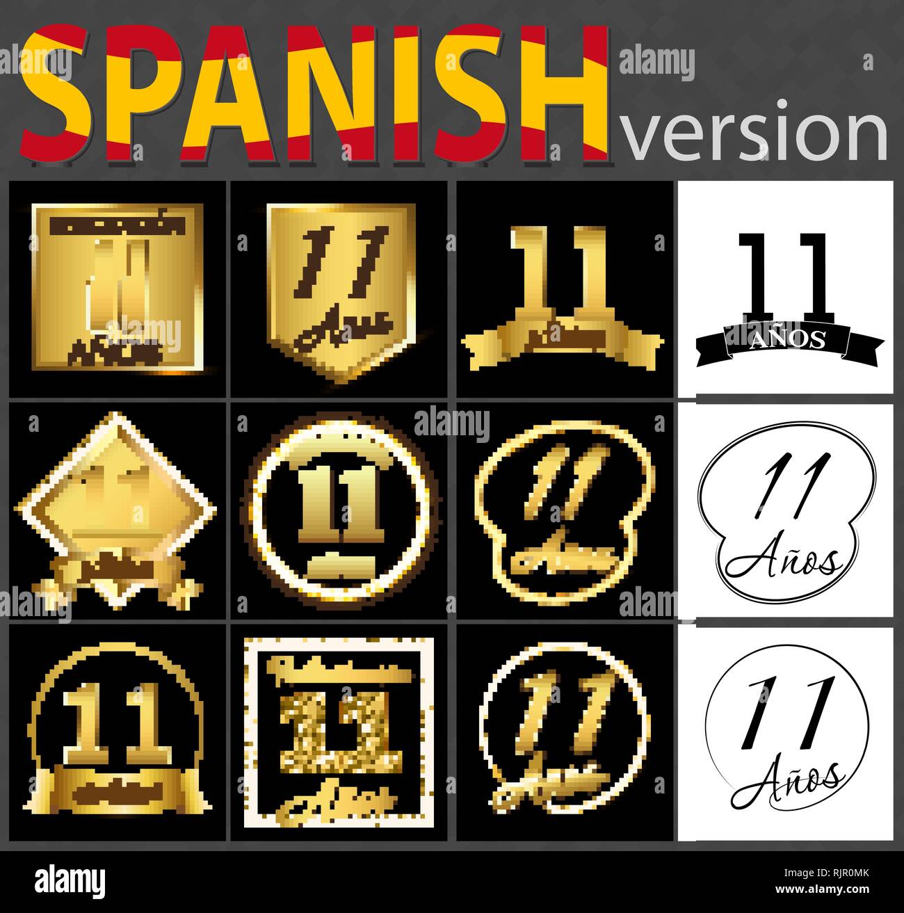 Set of number eleven years (11 years) celebration design. Anniversary ...