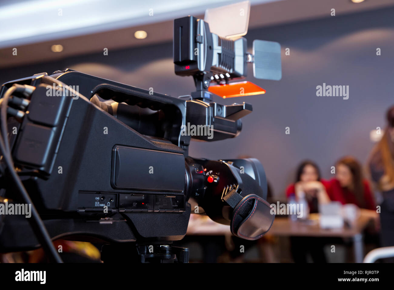 In front of the camera to recording vlog video live streaming at home ...