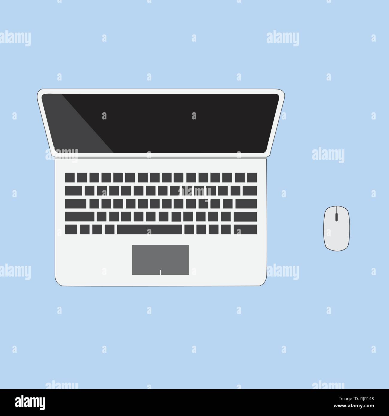 Computer notebook with mouse on blue background Stock Vector Image ...