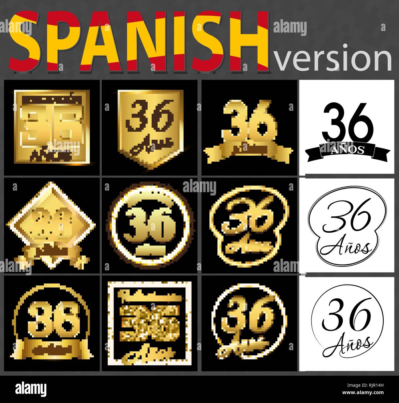 Set of number thirty-six years (36 years) celebration design ...