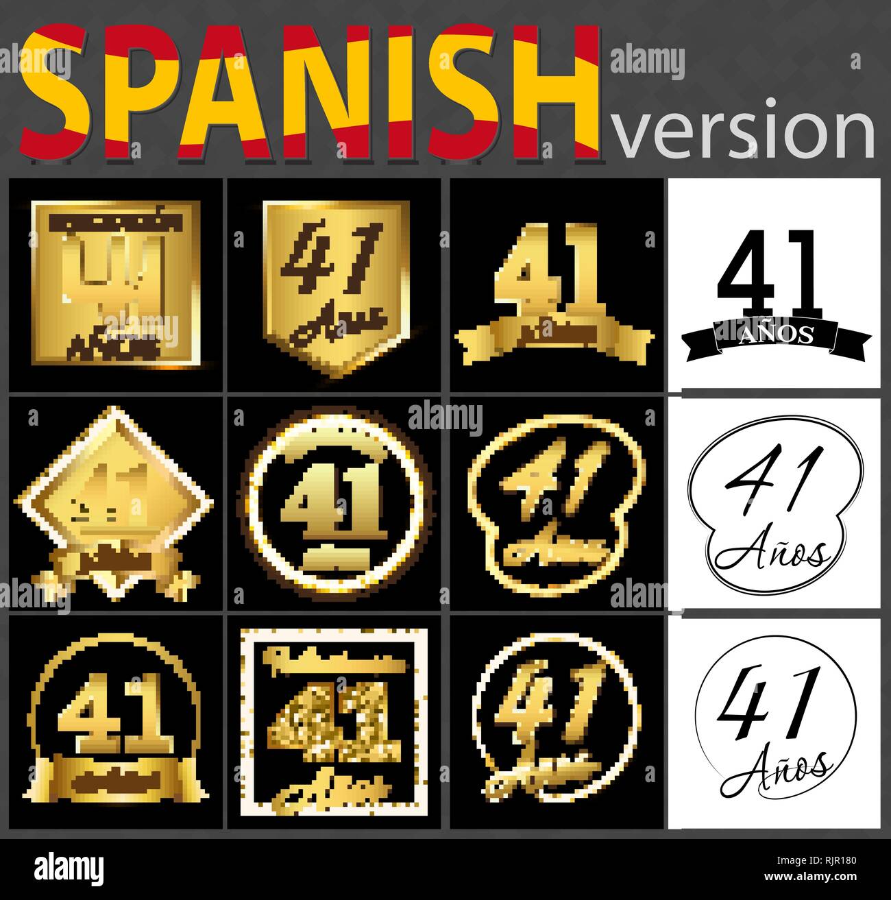 Set of number forty-one years (41 years) celebration design ...