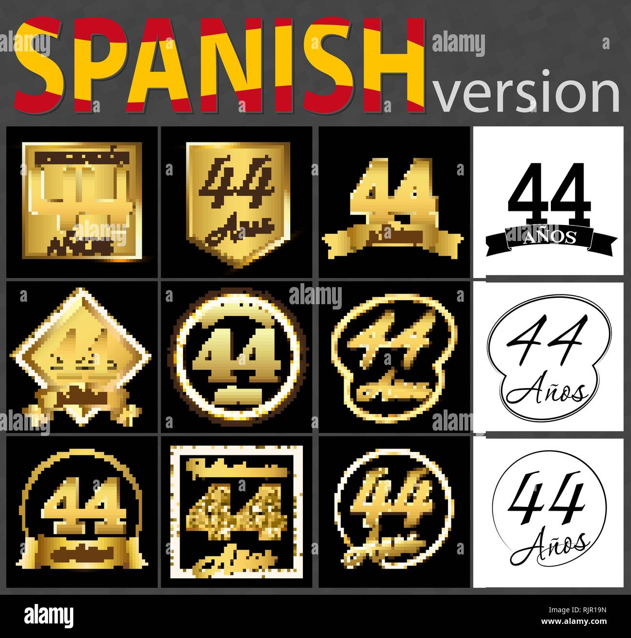 Set of number forty-four years (44 years) celebration design ...