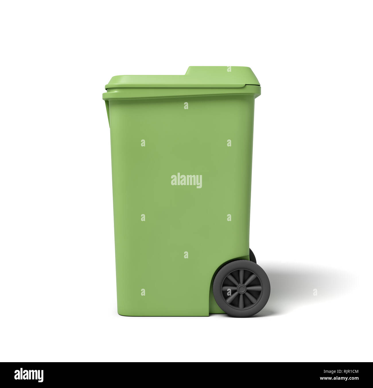 3d rendering of a light-green trash can isolated on white background ...