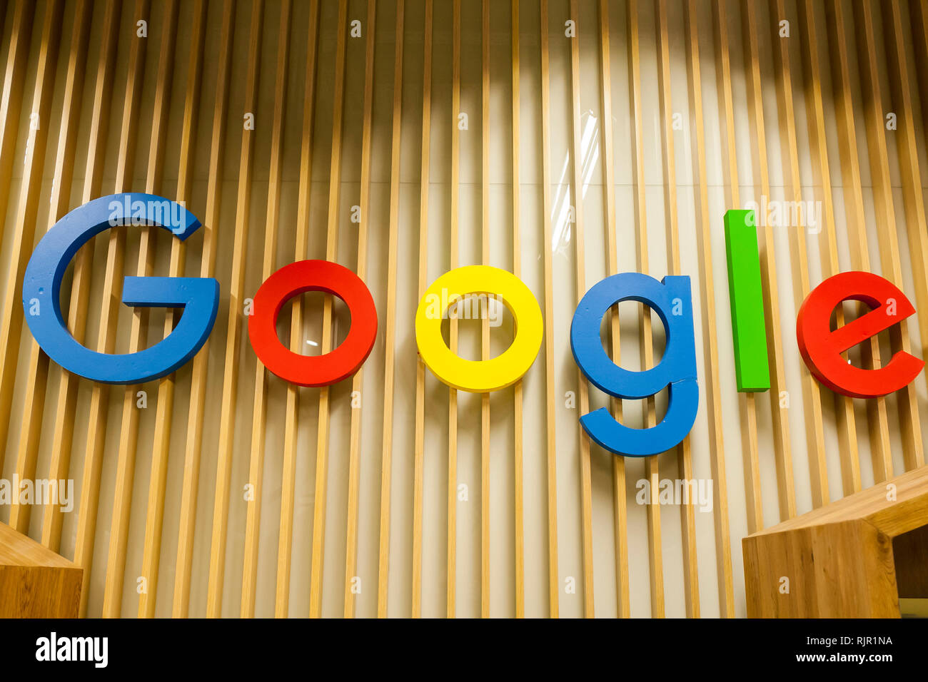 GOOGLE.pl headquarters on February 01, 2019 at Warsaw Financial Center ...