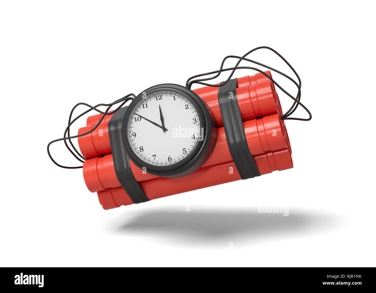 3d rendering of a bundle of dynamite sticks with a clock attached to ...