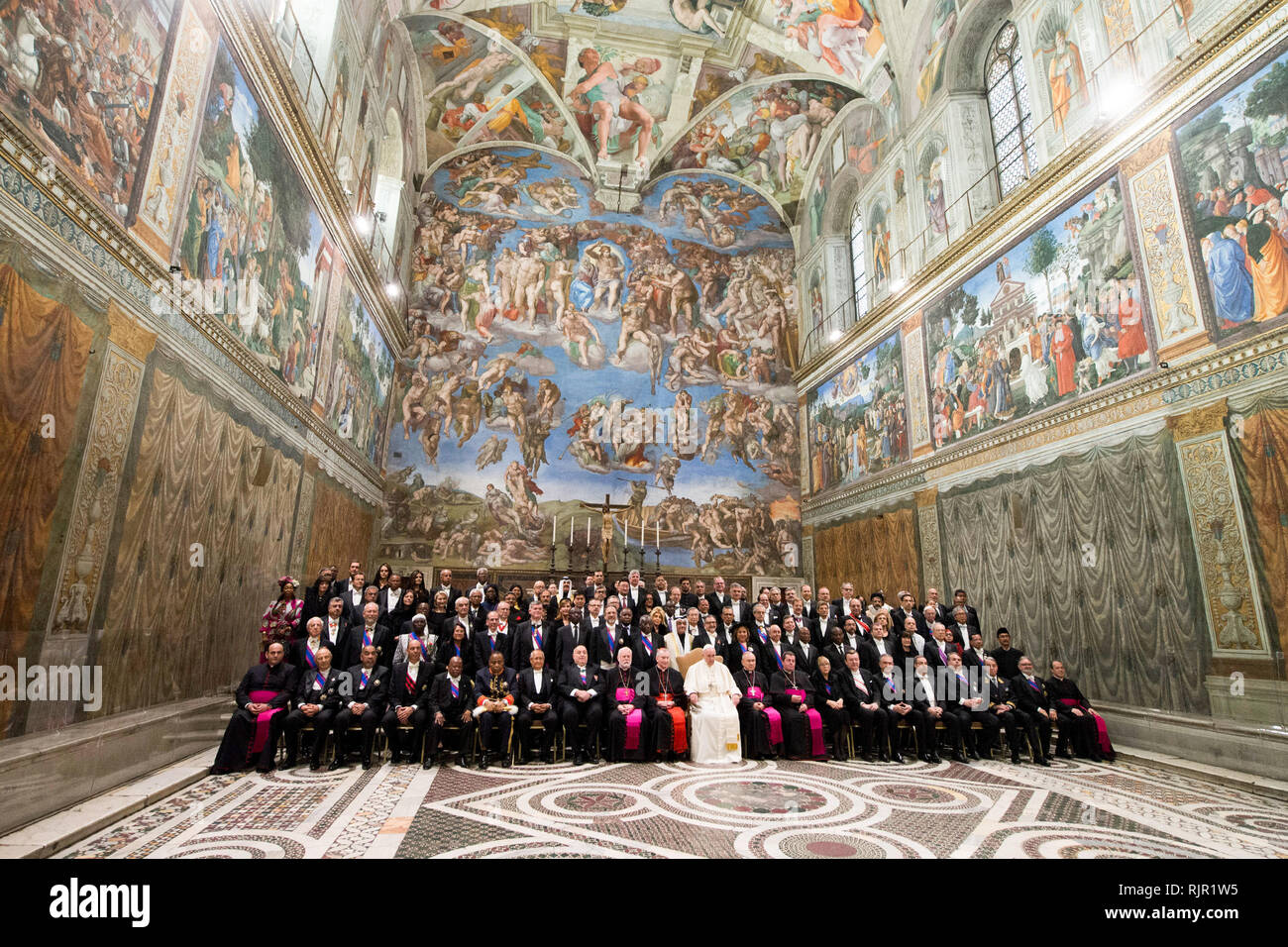 Pope Francis attends an audience with members of the Diplomatic Corps ...