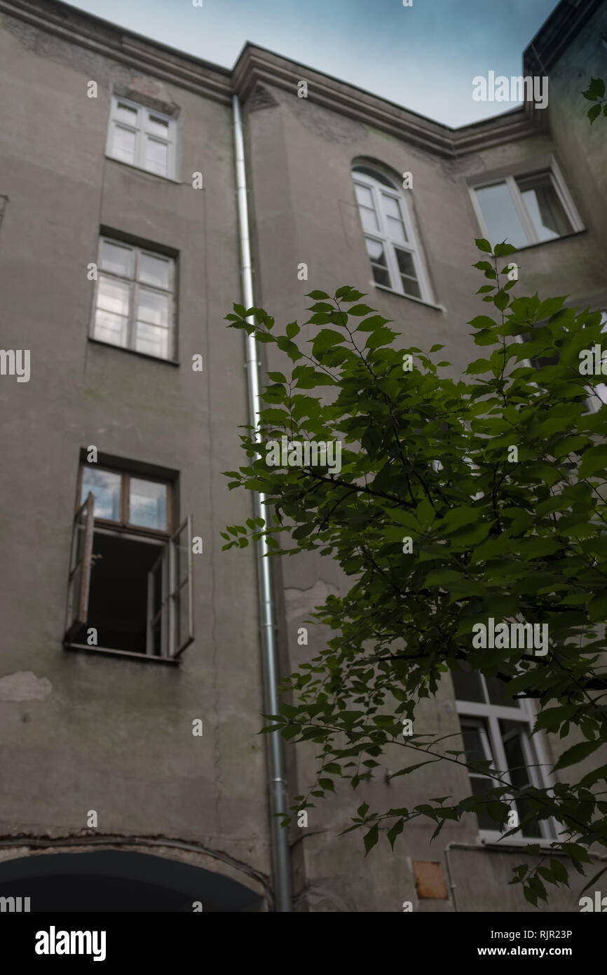 Apartment block from the outside looking up Stock Photo - Alamy