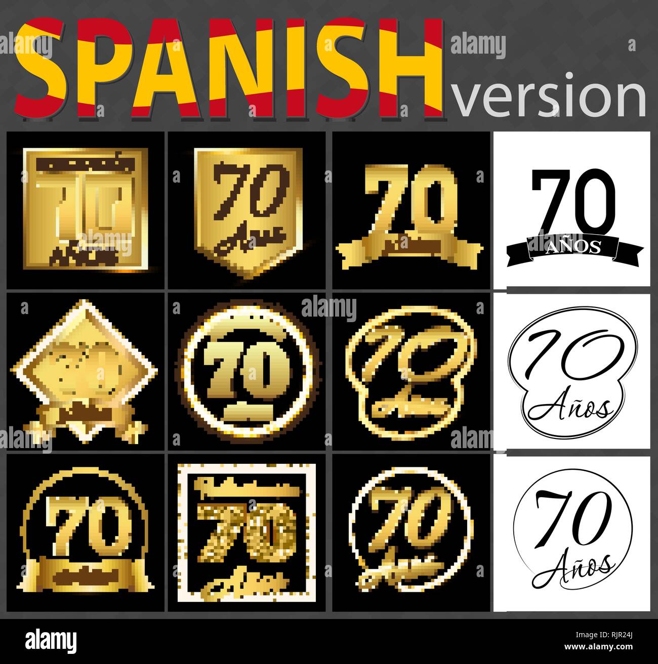 Set of number seventy years (70 years) celebration design. Anniversary ...