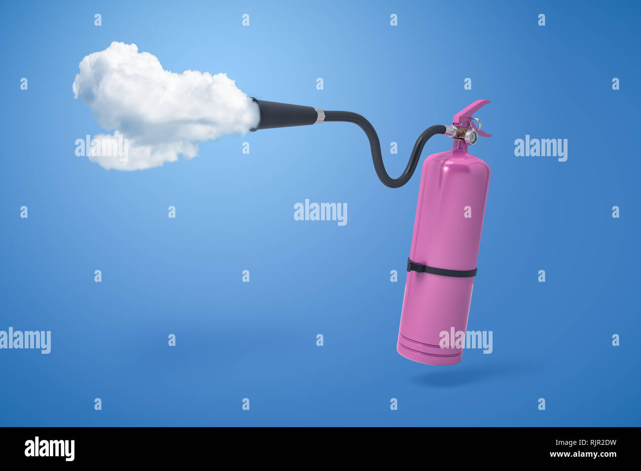 3d rendering of pink foam portable fire extinguisher on blue background ...