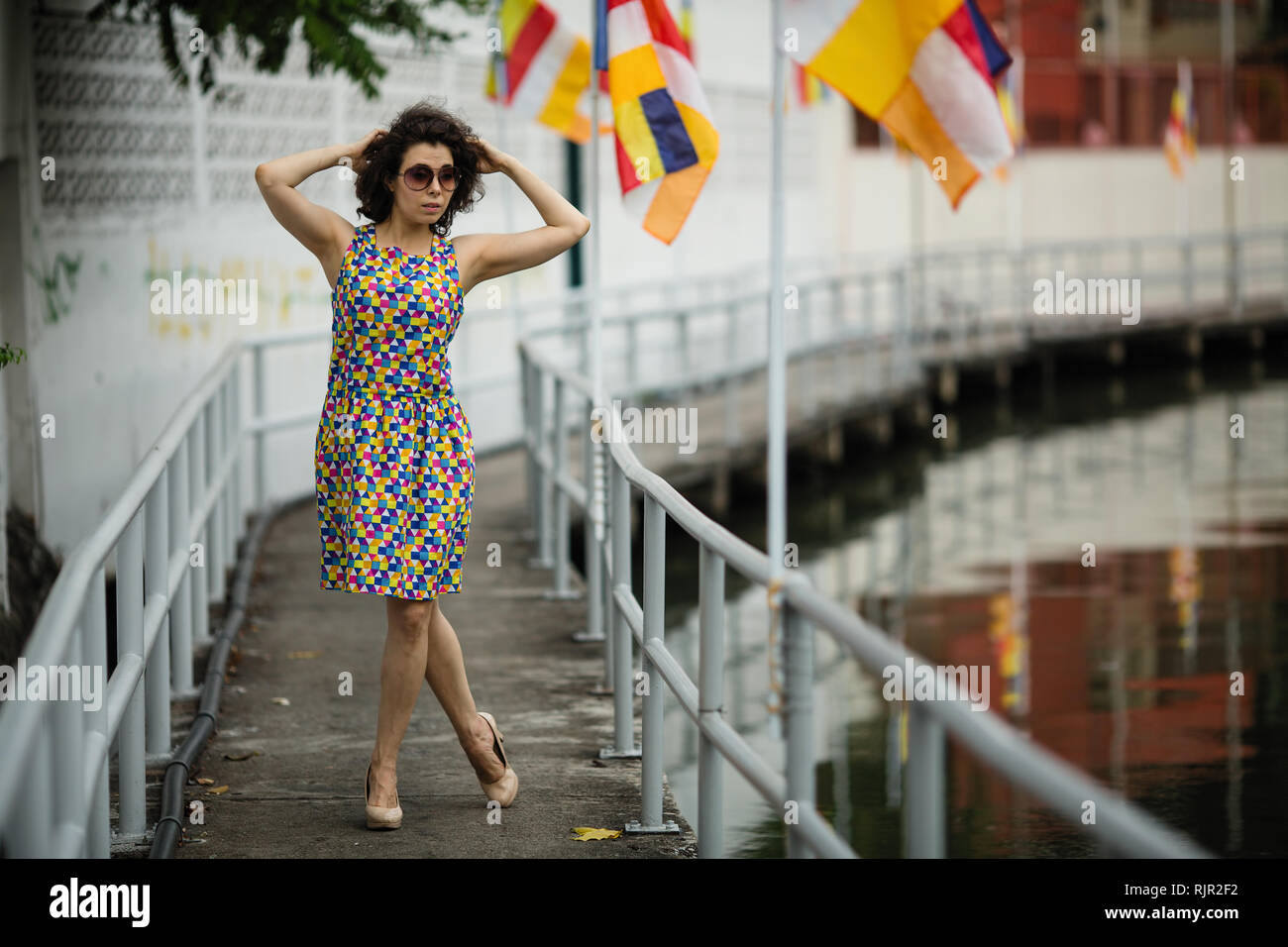Asian woman on the embankment of the river in Bangkok Stock Photo - Alamy