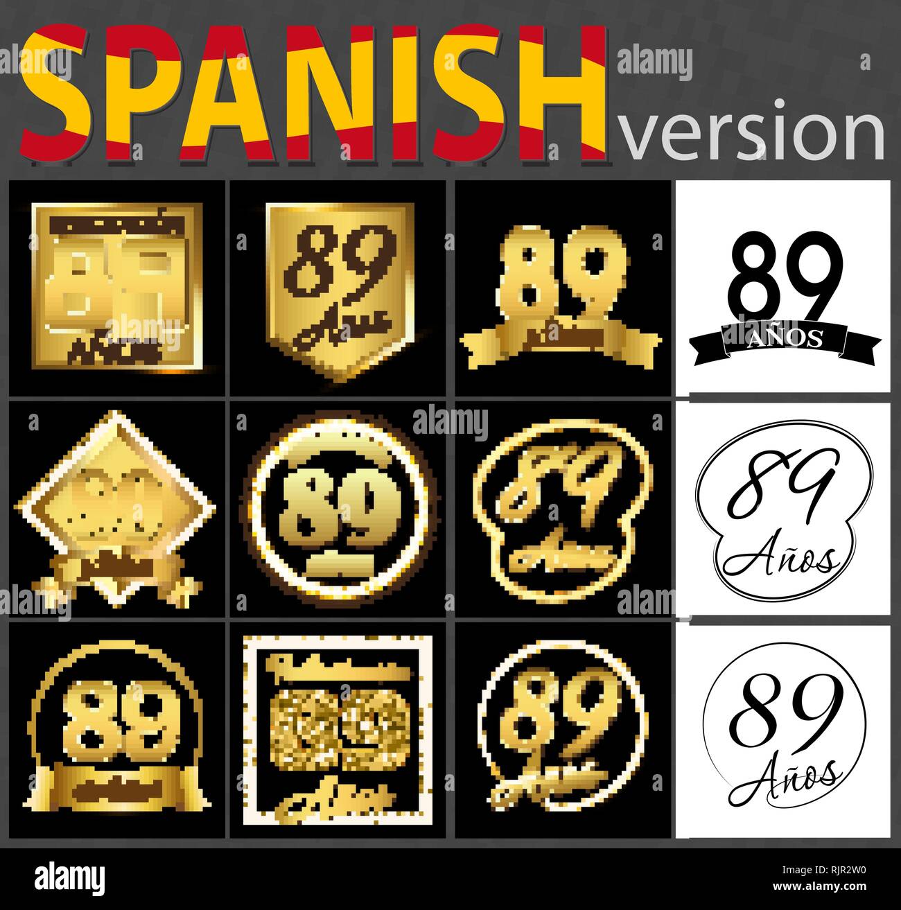 Set of number 89 years (eighty-nine years) celebration design ...
