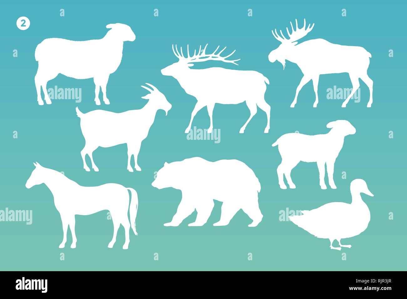 Animals silhouette set. White silhouette of animals Stock Vector Image ...