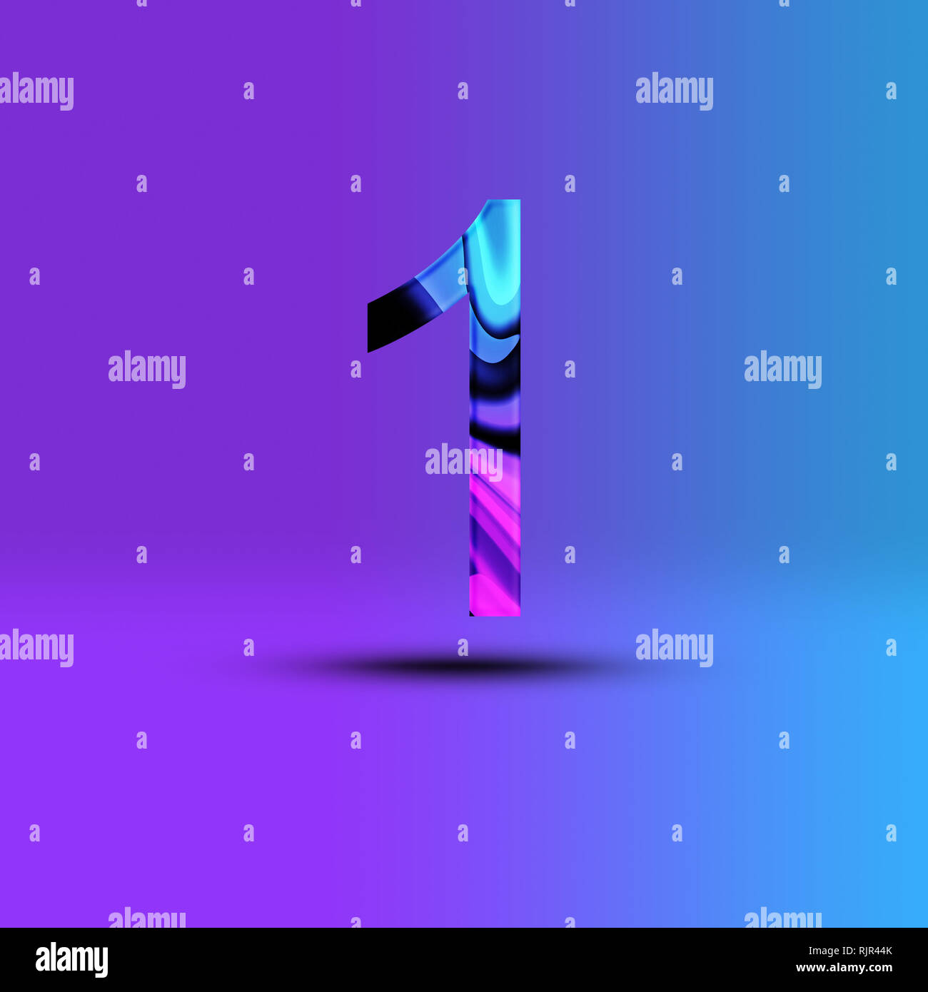 Number 1 illustration . Creative synthwave cyberpunk design elements ...