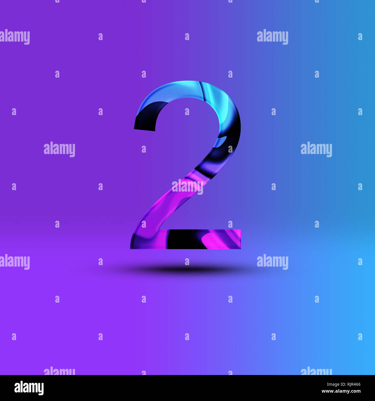 Number 2 illustration . Creative synthwave cyberpunk design elements ...