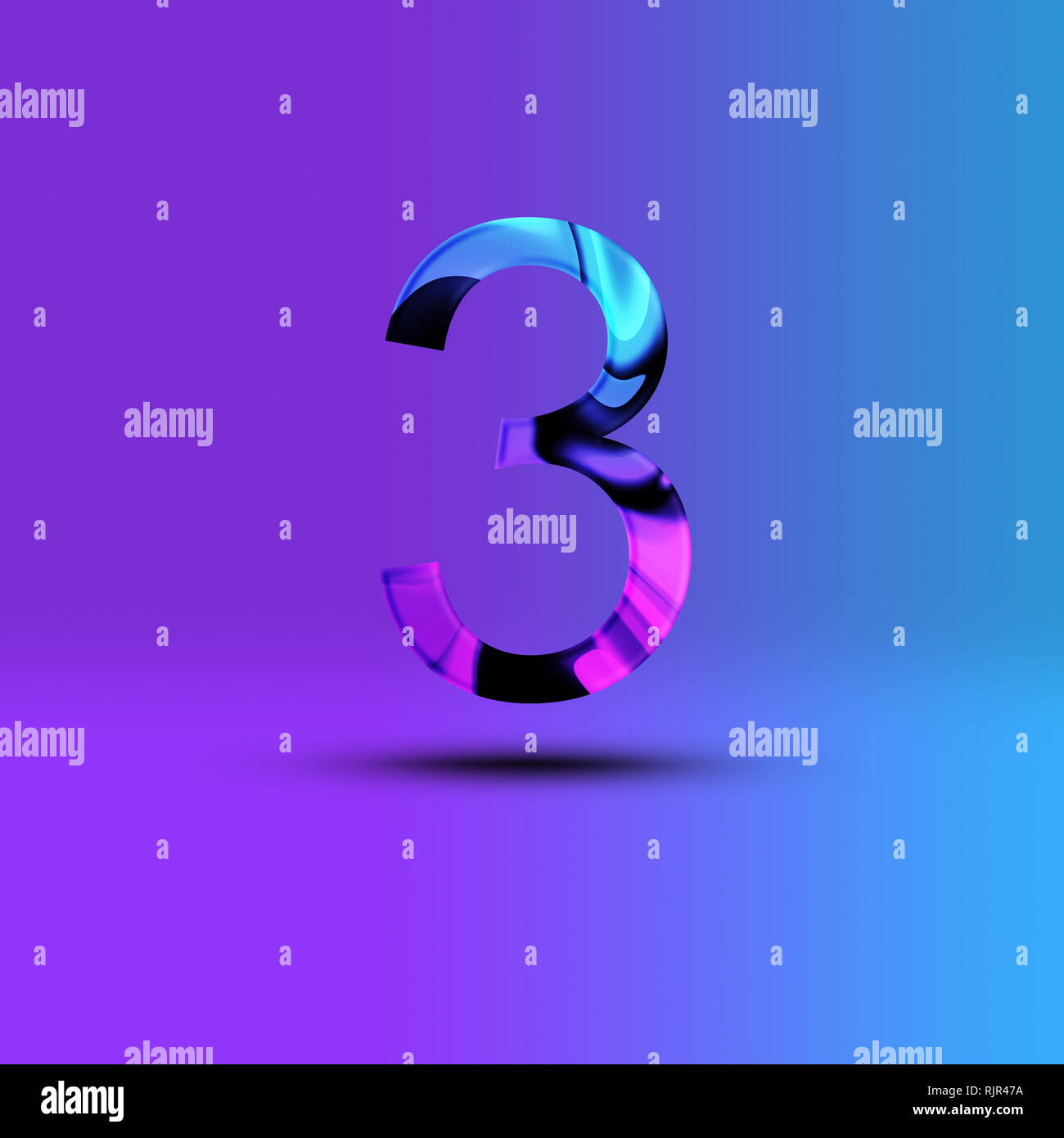 Number 3 illustration . Creative synthwave cyberpunk design elements ...