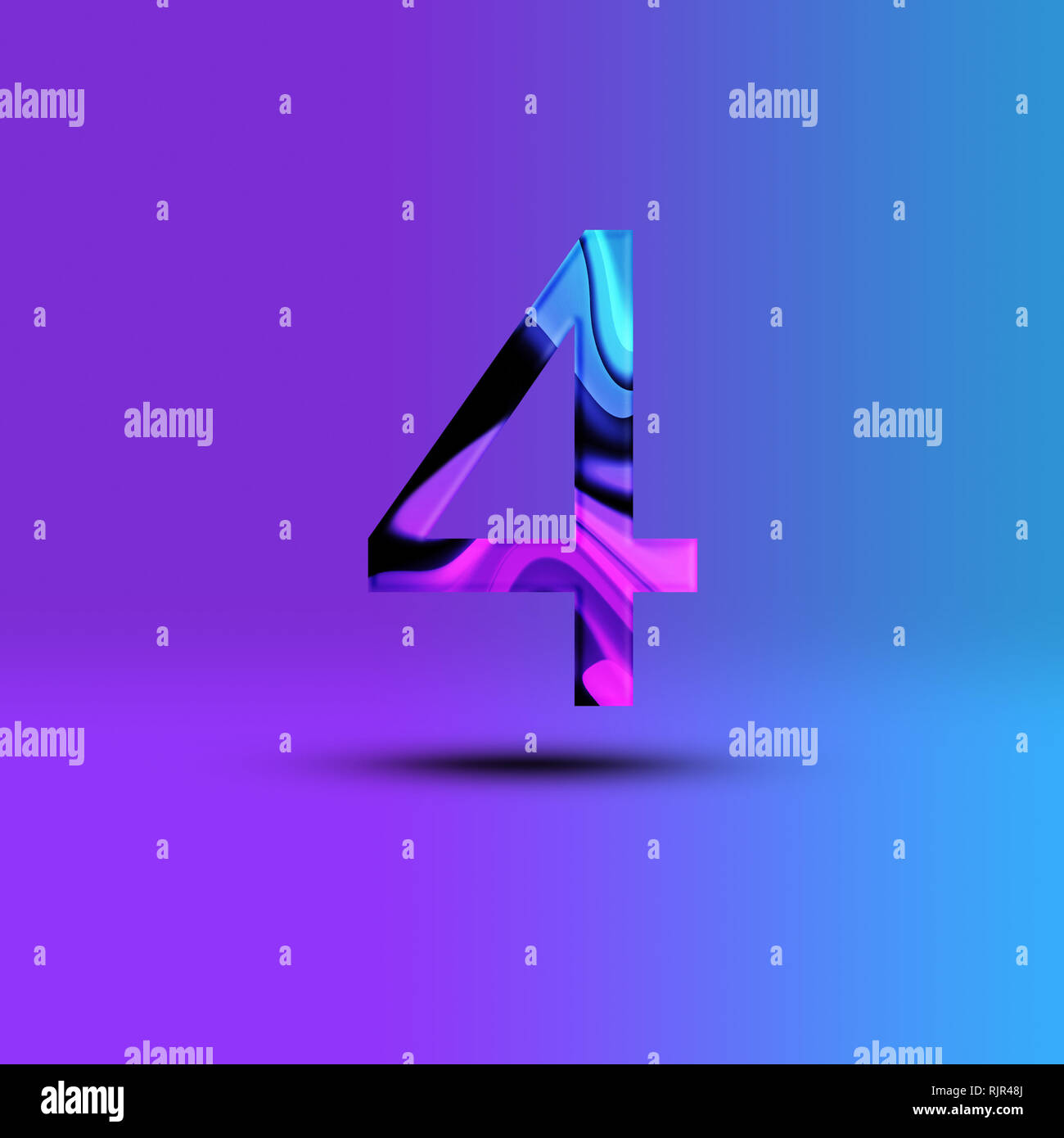 Number 4 illustration . Creative synthwave cyberpunk design elements ...