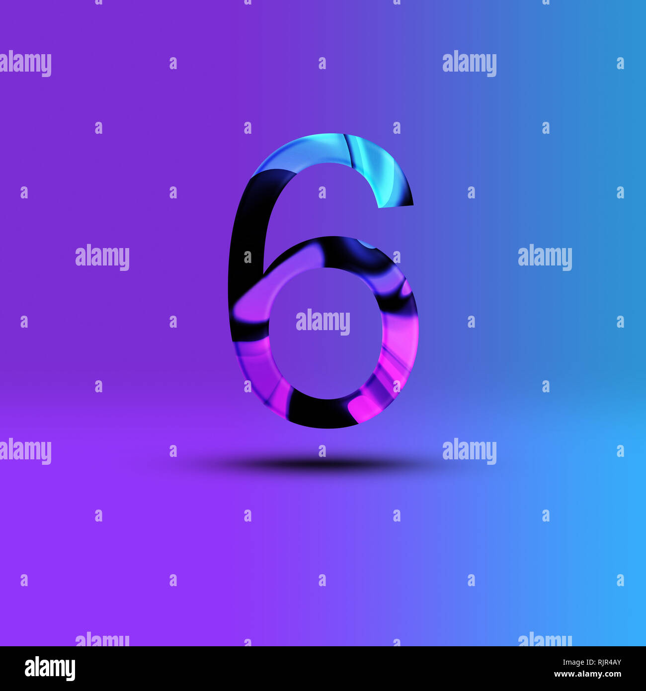Number 6 illustration . Creative synthwave cyberpunk design elements ...